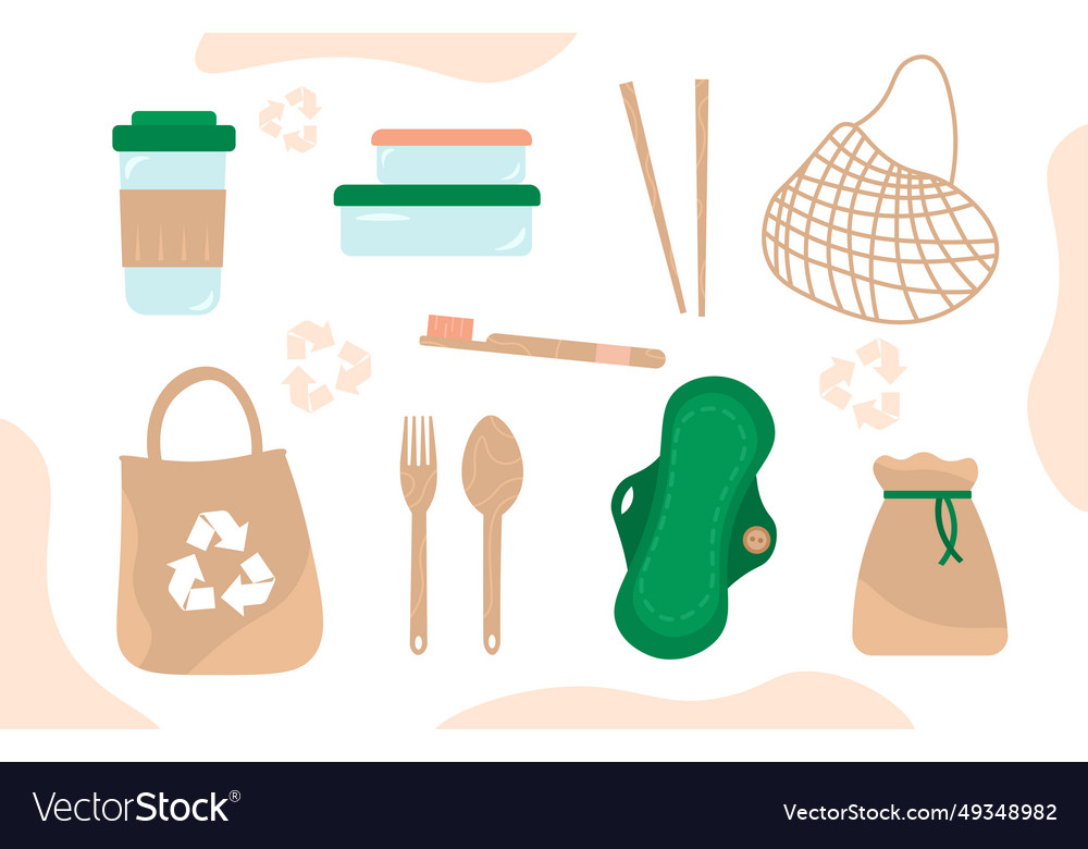 Zero waste set Royalty Free Vector Image - VectorStock