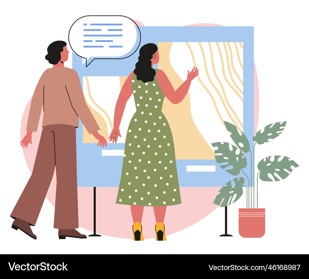 Art gallery or museum visitors Royalty Free Vector Image