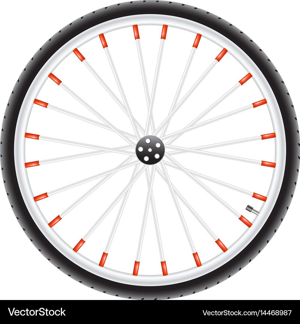 Bicycle wheel in silver dark and red design Vector Image