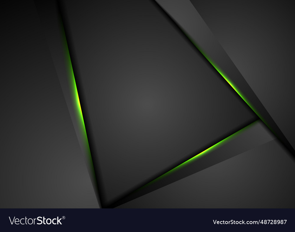 Black Abstract Tech Background With Green Light Vector Image