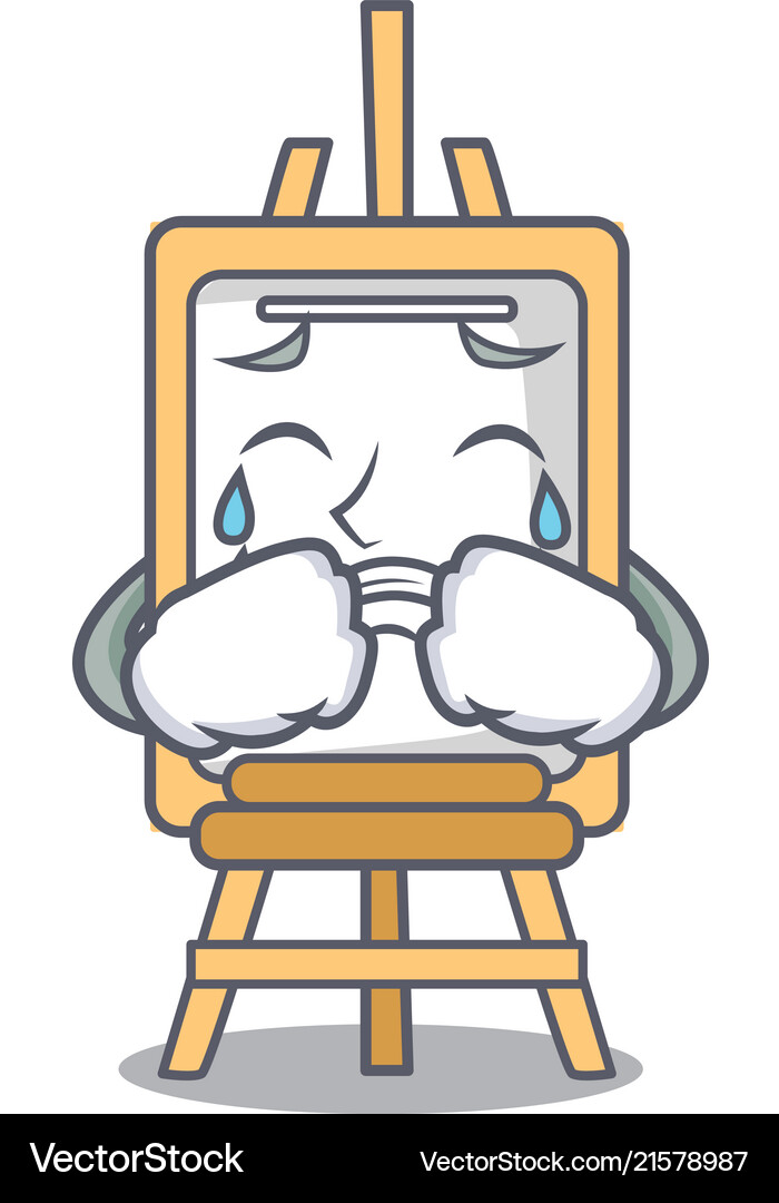 Crying easel mascot cartoon style Royalty Free Vector Image