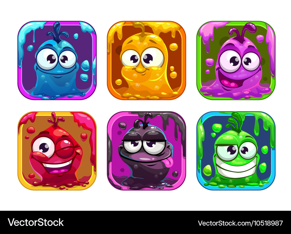 Funny cartoon liquid characters in the frame Vector Image