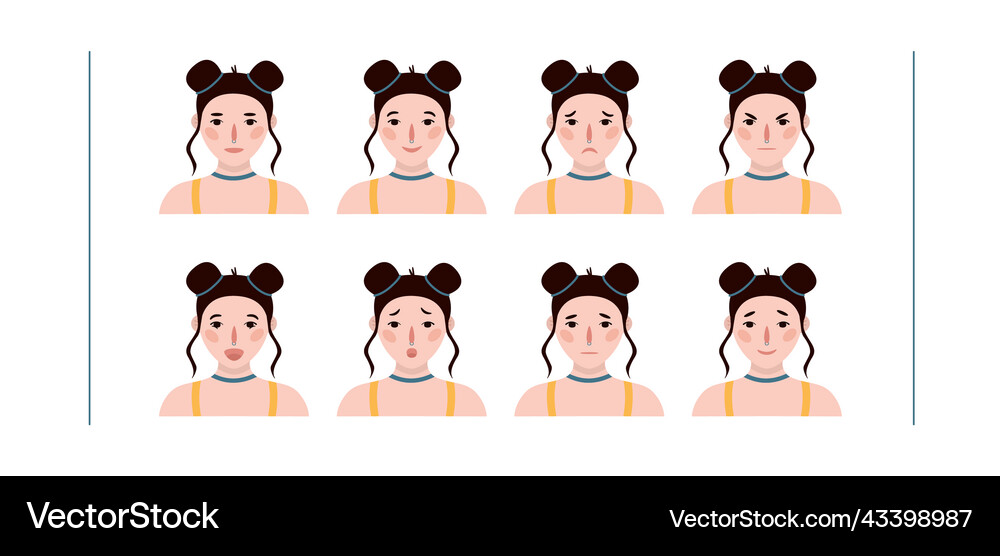 Girls portraits set Royalty Free Vector Image - VectorStock