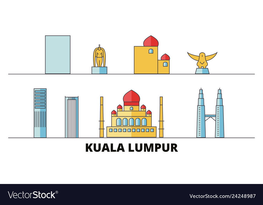 Malaysia kuala lumpur flat landmarks Royalty Free Vector Malaysia kuala lumpur flat landmarks Royalty Free Vector