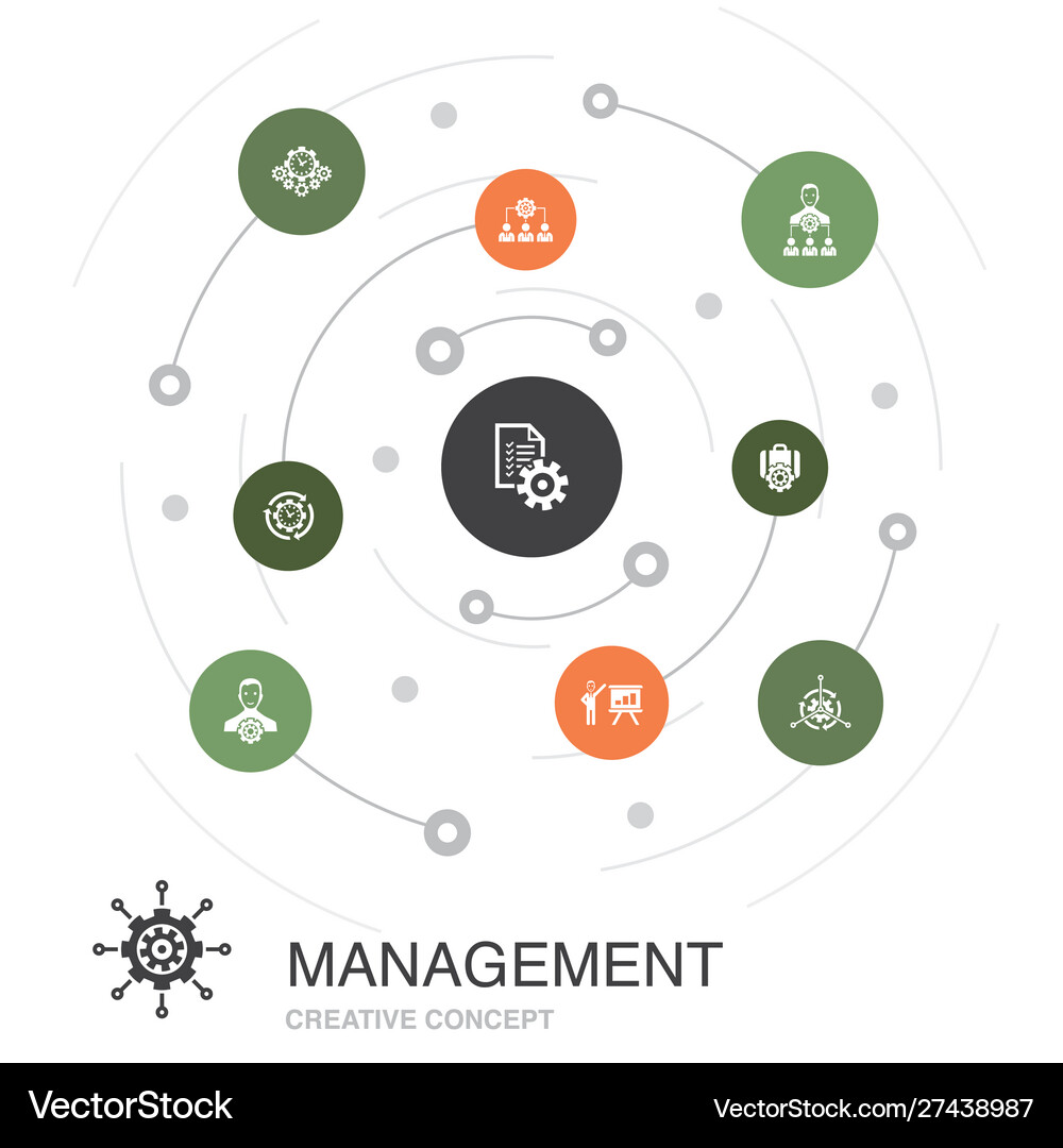 Management colored circle concept with simple Vector Image