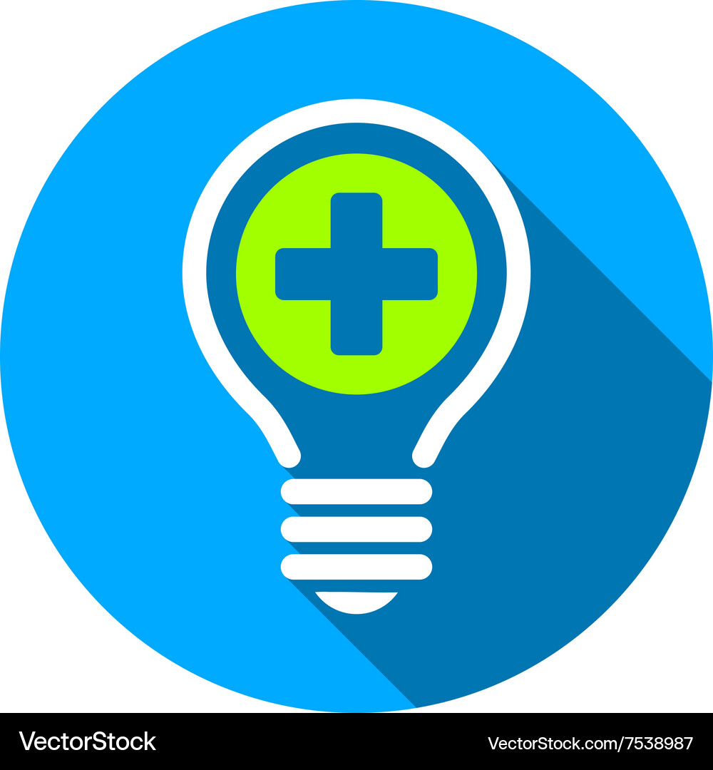 Medical Bulb Flat Round Icon with Long Shadow Vector Image