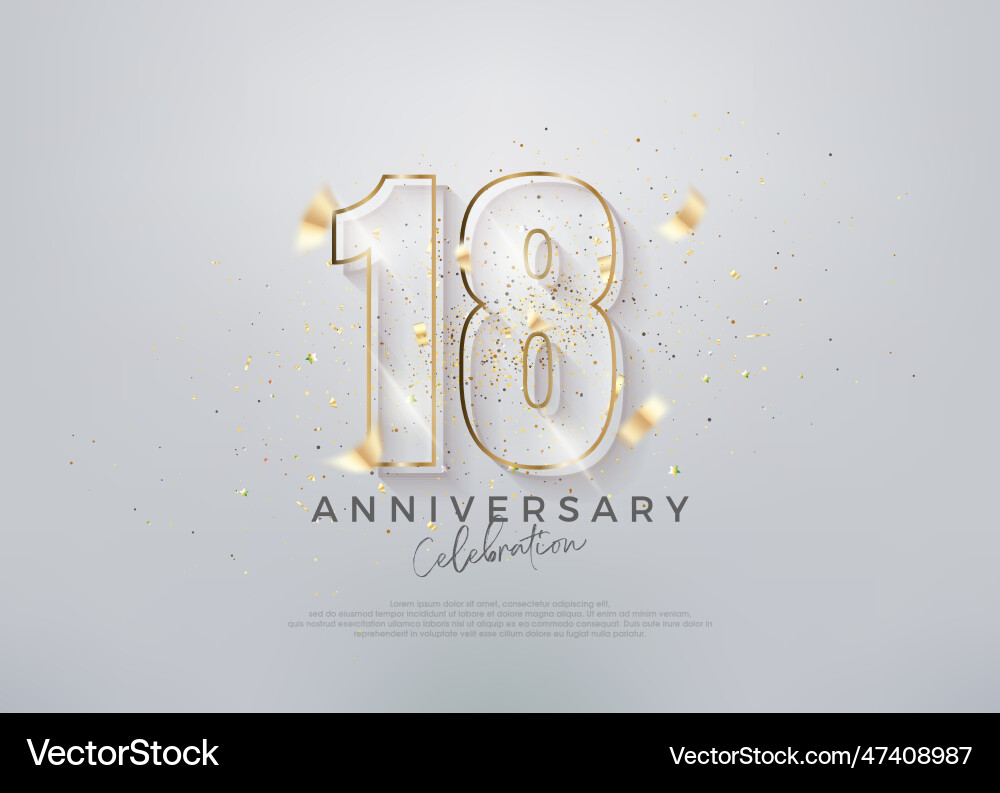 Modern number 18th with unique glass numerals Vector Image