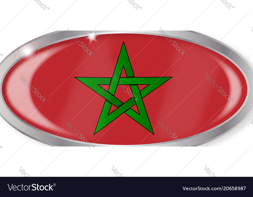 Morocco flag oval button Royalty Free Vector Image