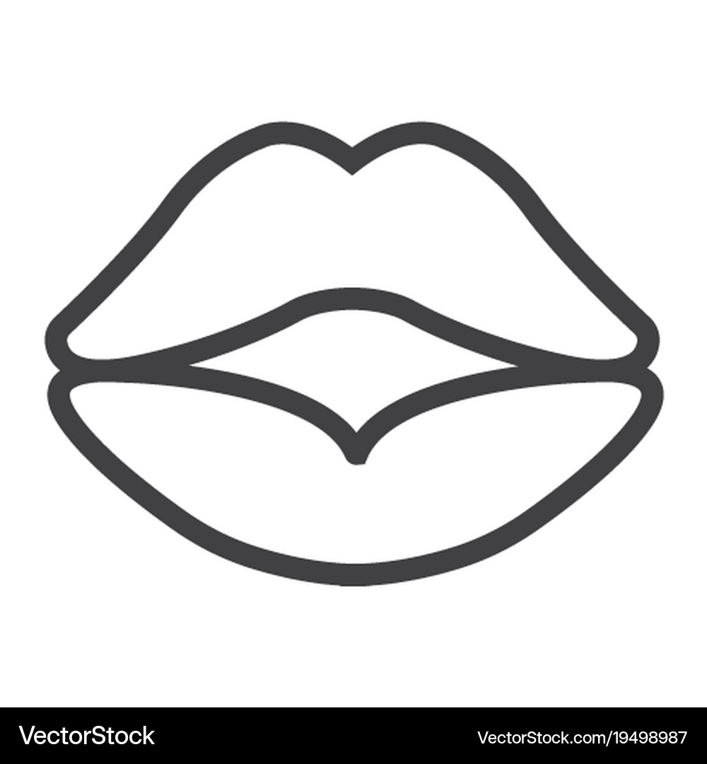 Red lips line icon valentines day and romantic Vector Image