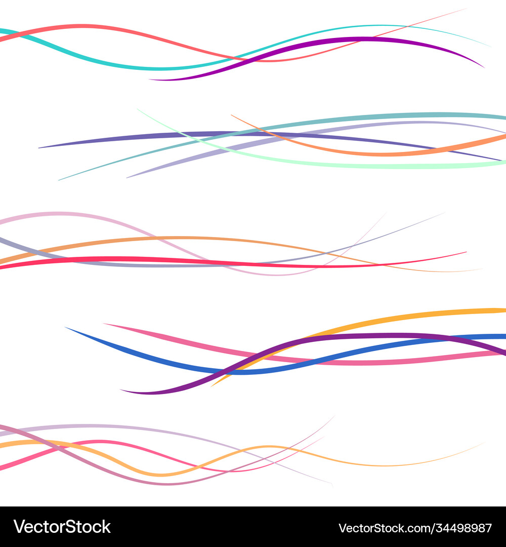 Set colored waves curved colorful lines eps Vector Image