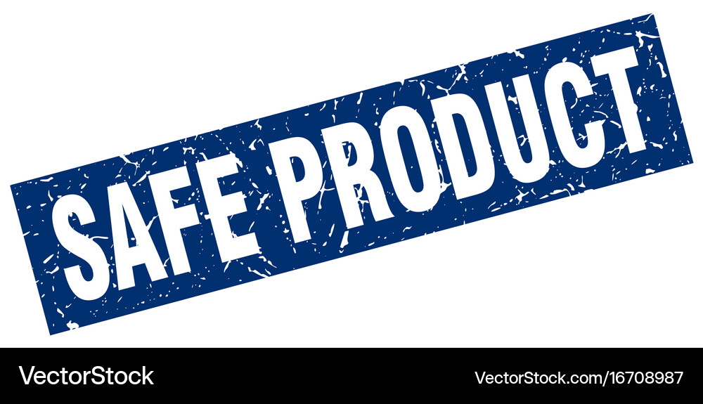 Square grunge blue safe product stamp Royalty Free Vector