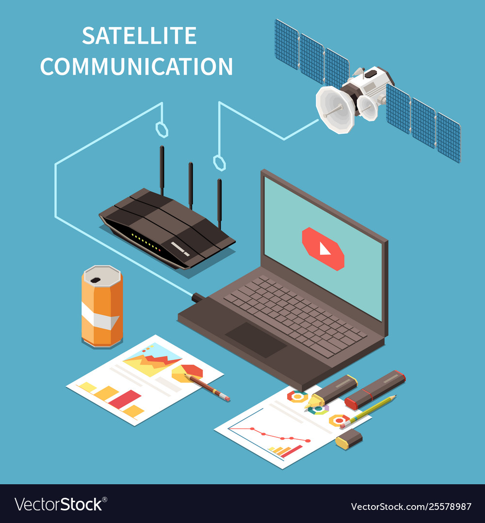 Telecommunication isometric composition Royalty Free Vector Telecommunication isometric composition Royalty Free Vector