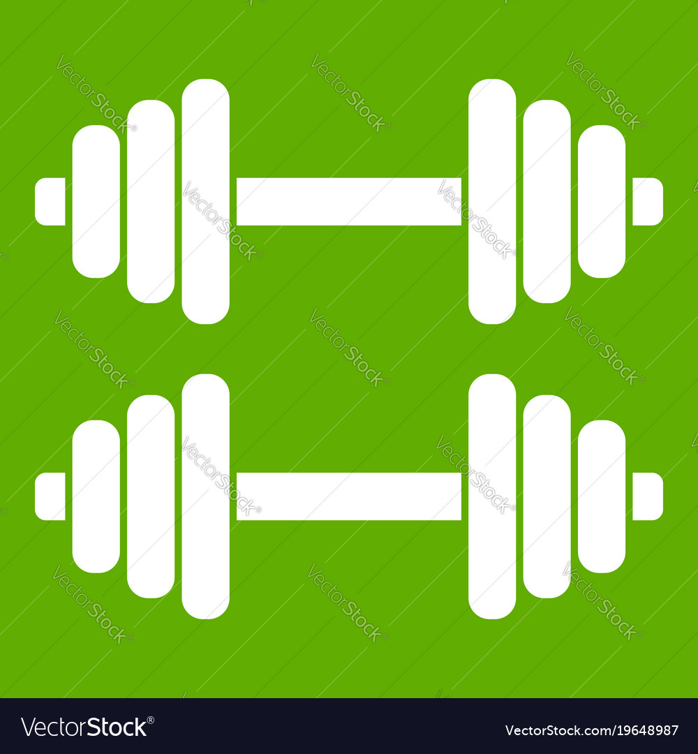Two dumbbells icon green Royalty Free Vector Image