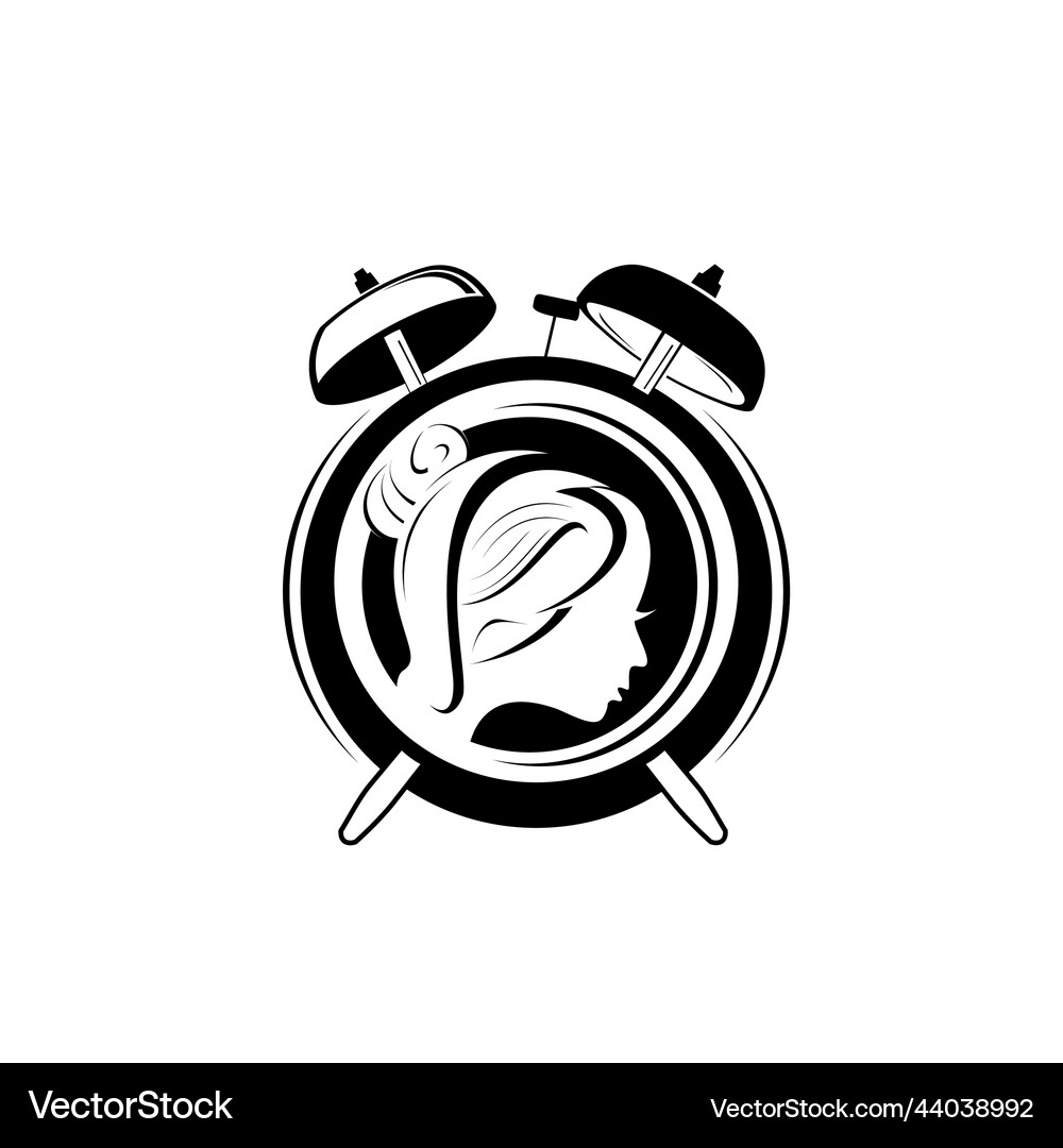 Alarm clock salon beauty logo Royalty Free Vector Image
