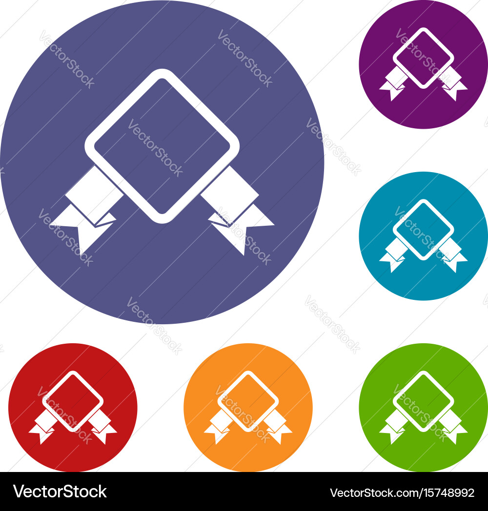 Badge with ribbon icons set Royalty Free Vector Image