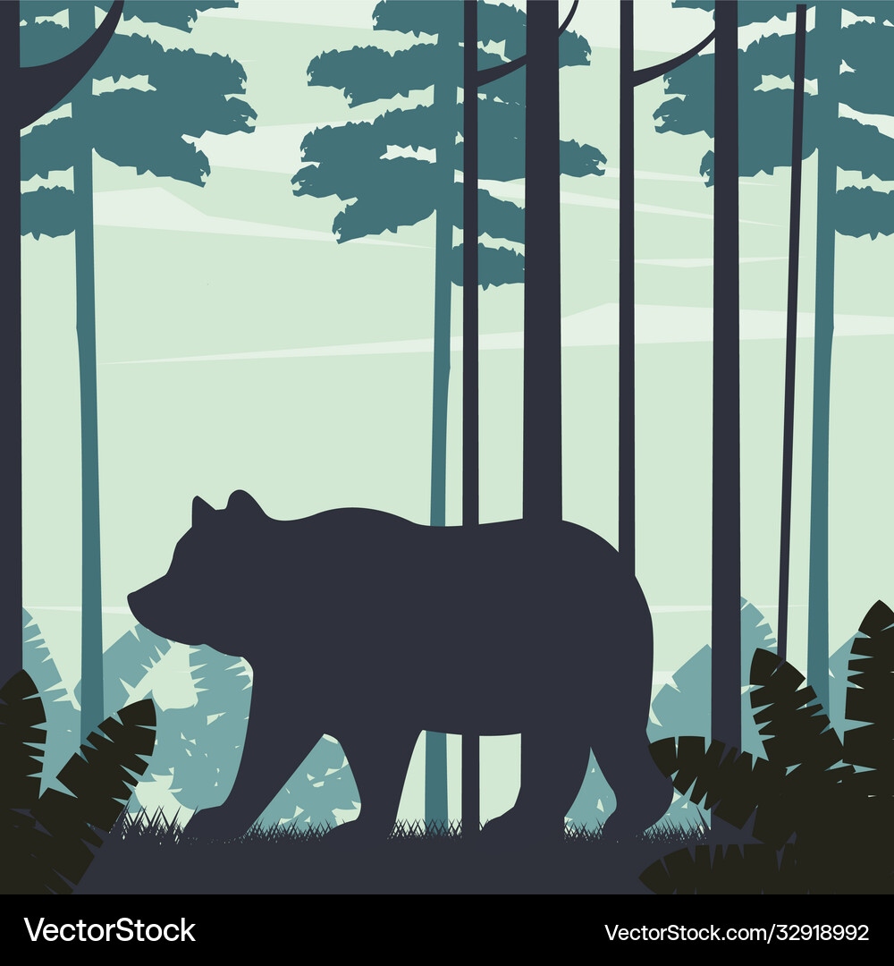 Big bear animal in landscape scene Royalty Free Vector Image