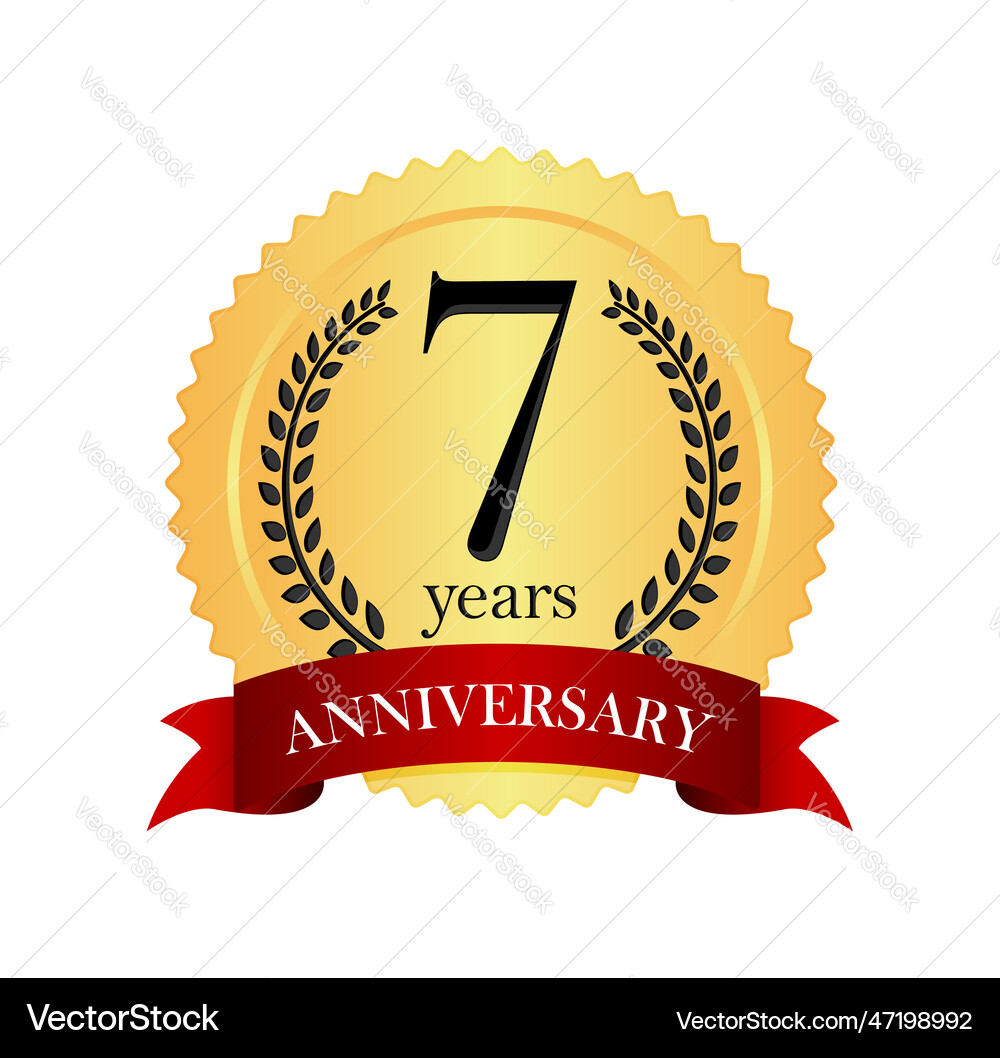 Golden anniversary medal icon 7th Royalty Free Vector Image