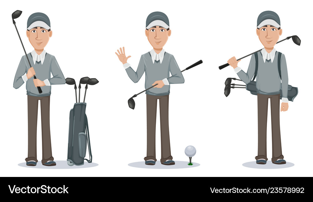 Golf player handsome golfer cartoon character Vector Image