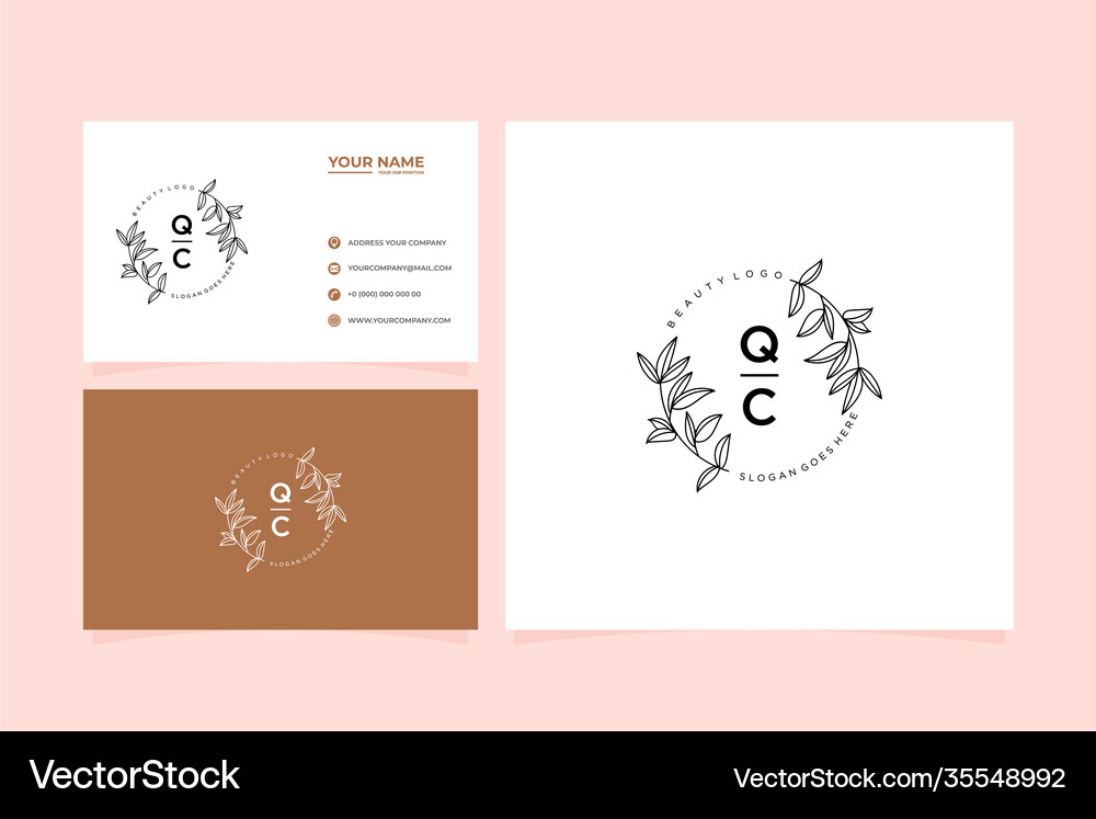 Initial qc letters beautiful floral feminine Vector Image