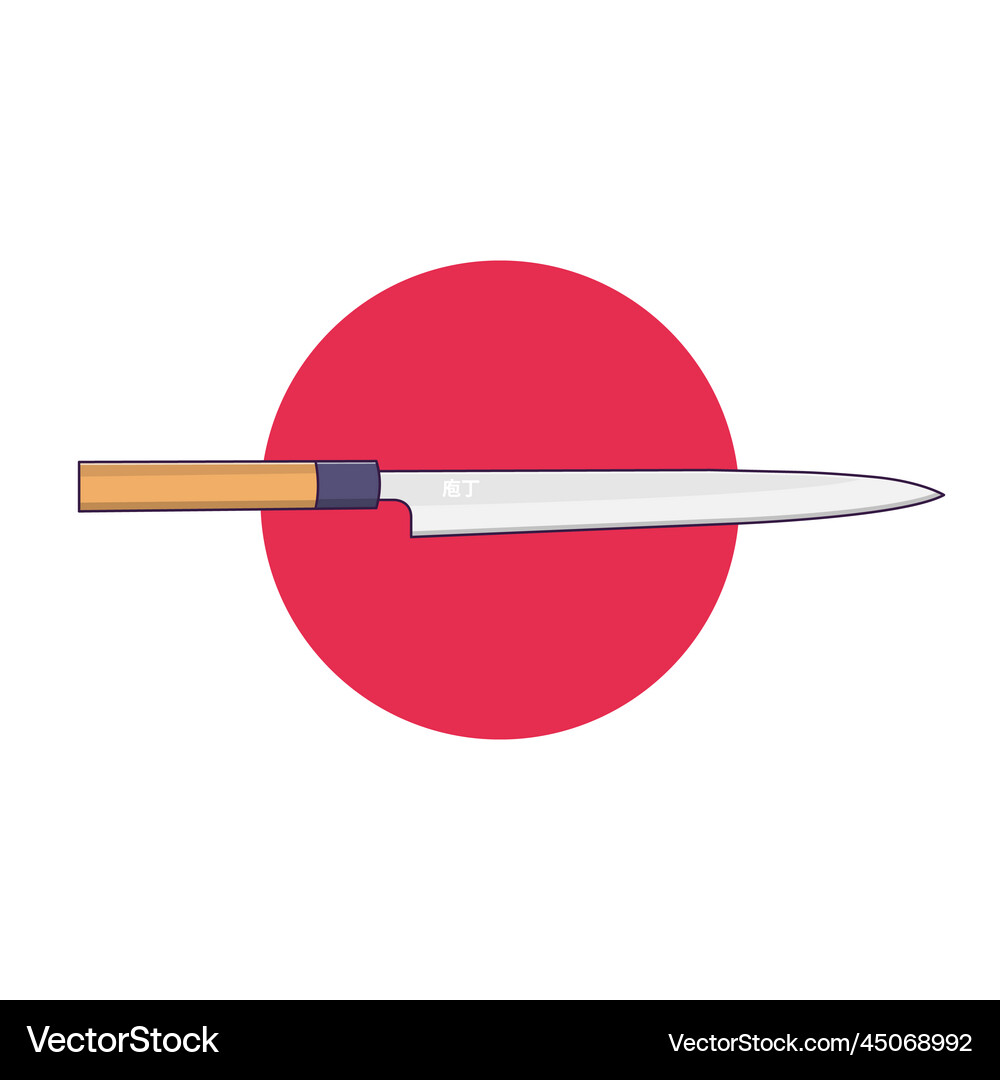 Japanese knife icon with outline on white Vector Image