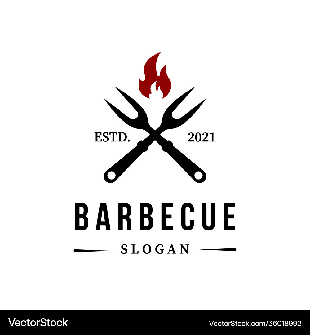 Slogan barbecue logo minimalist classic design Vector Image