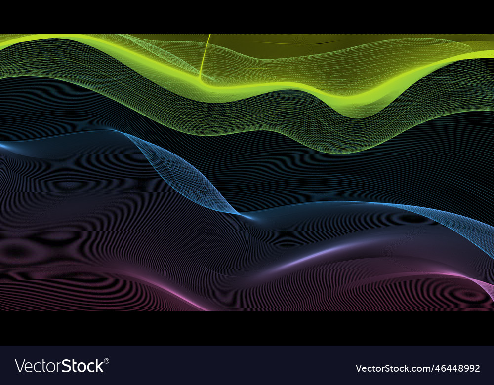 Smooth Colored Lines Abstract Waves On A Black Vector Image