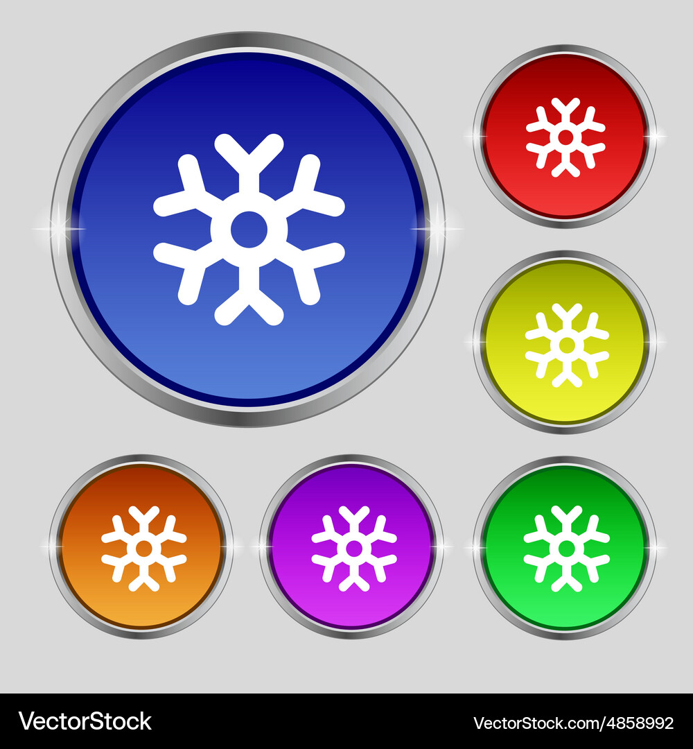 Snowflake icon sign round symbol on bright Vector Image