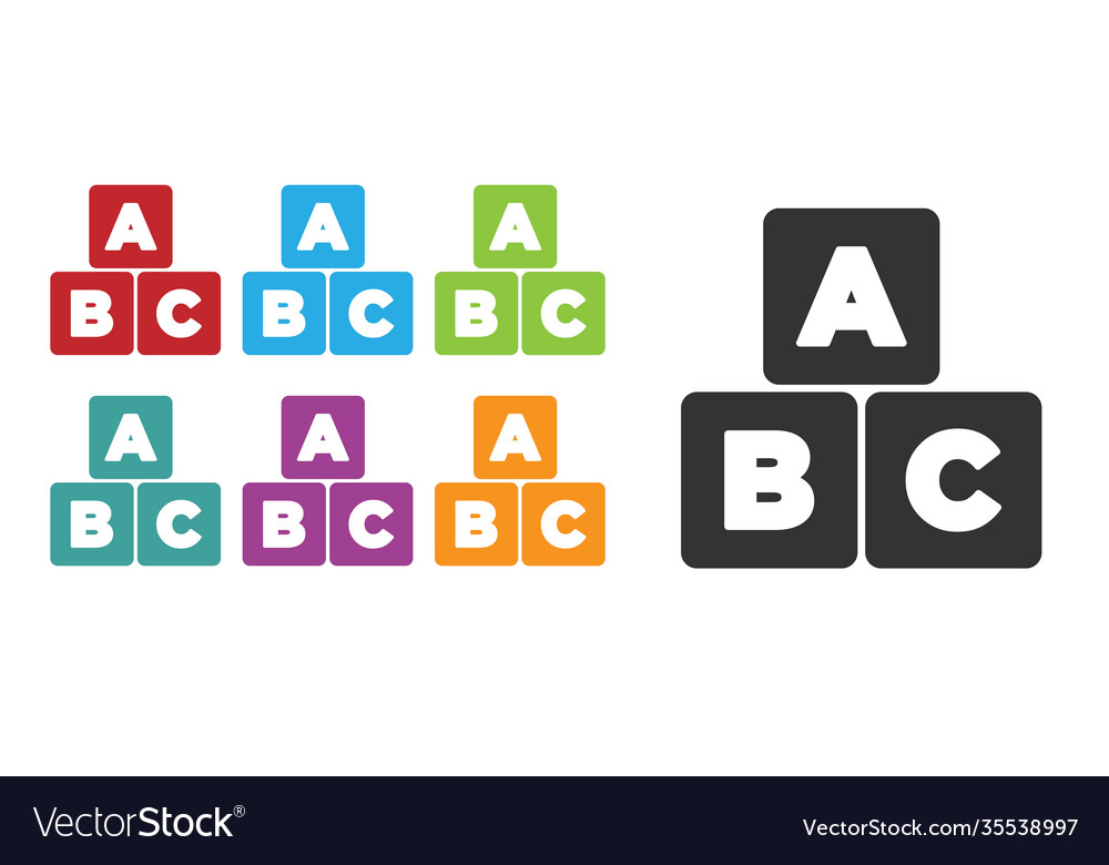 Black abc blocks icon isolated on white background