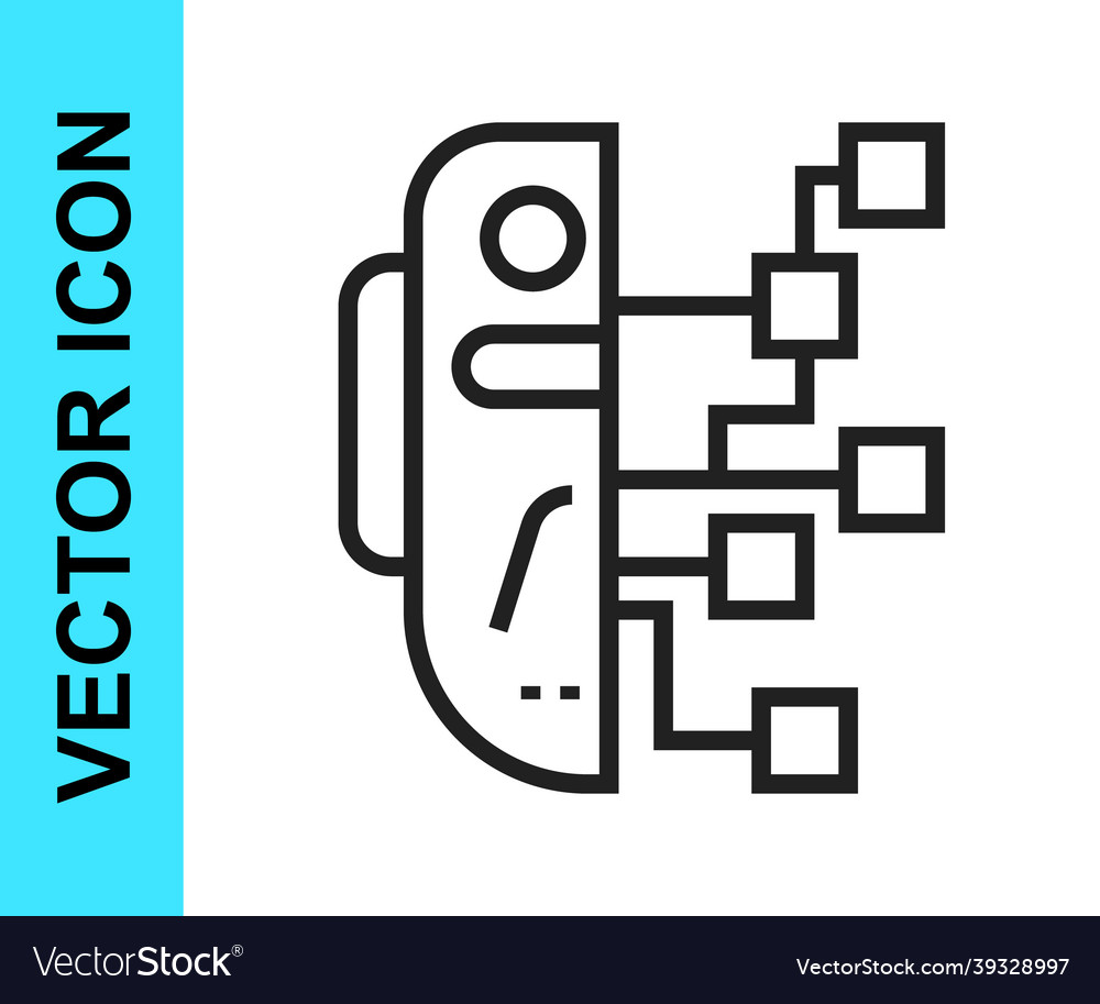 Black line humanoid robot icon isolated on white Vector Image