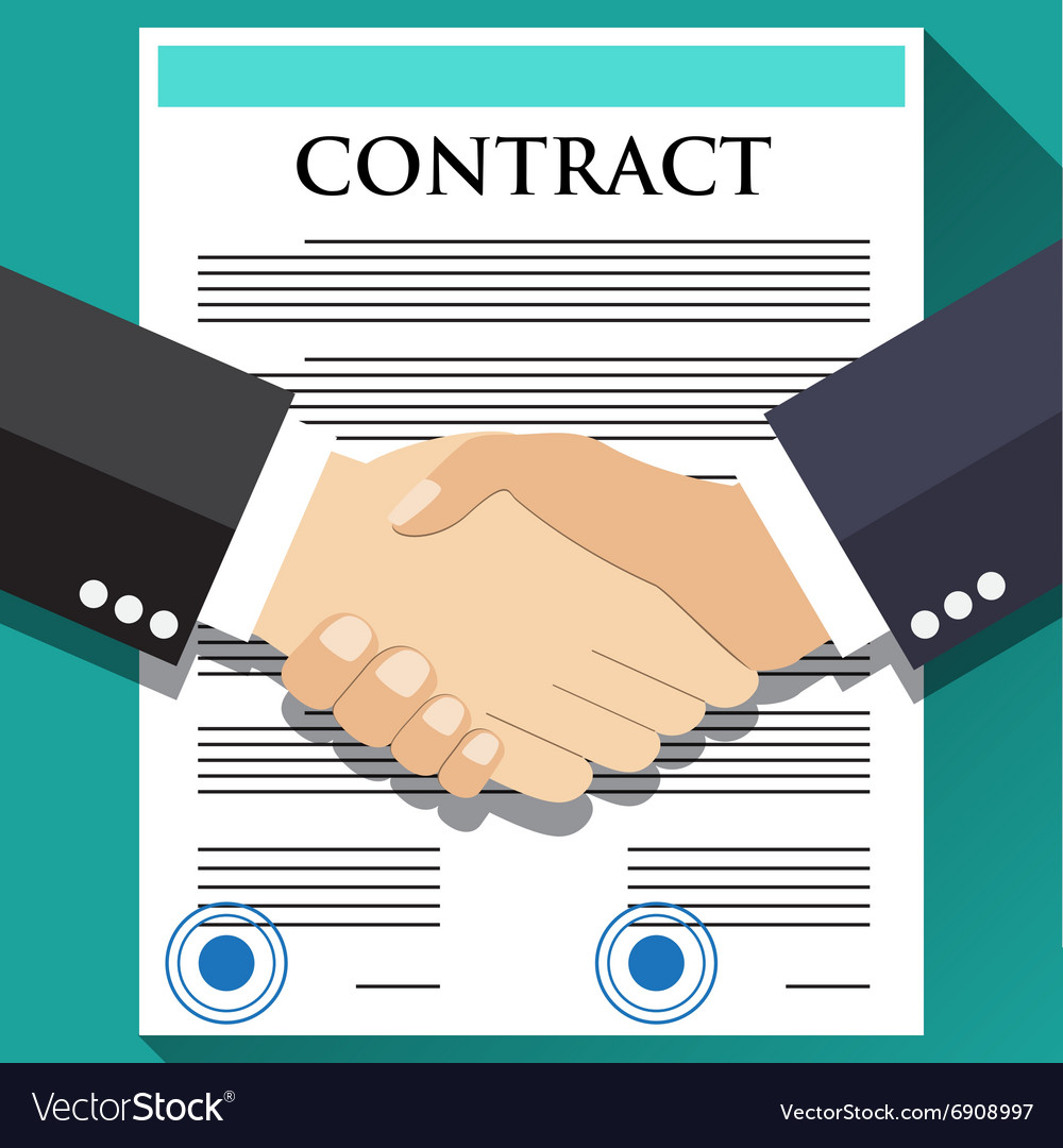 Businessman handshake on contract Royalty Free Vector Image Businessman handshake on contract Royalty Free Vector Image