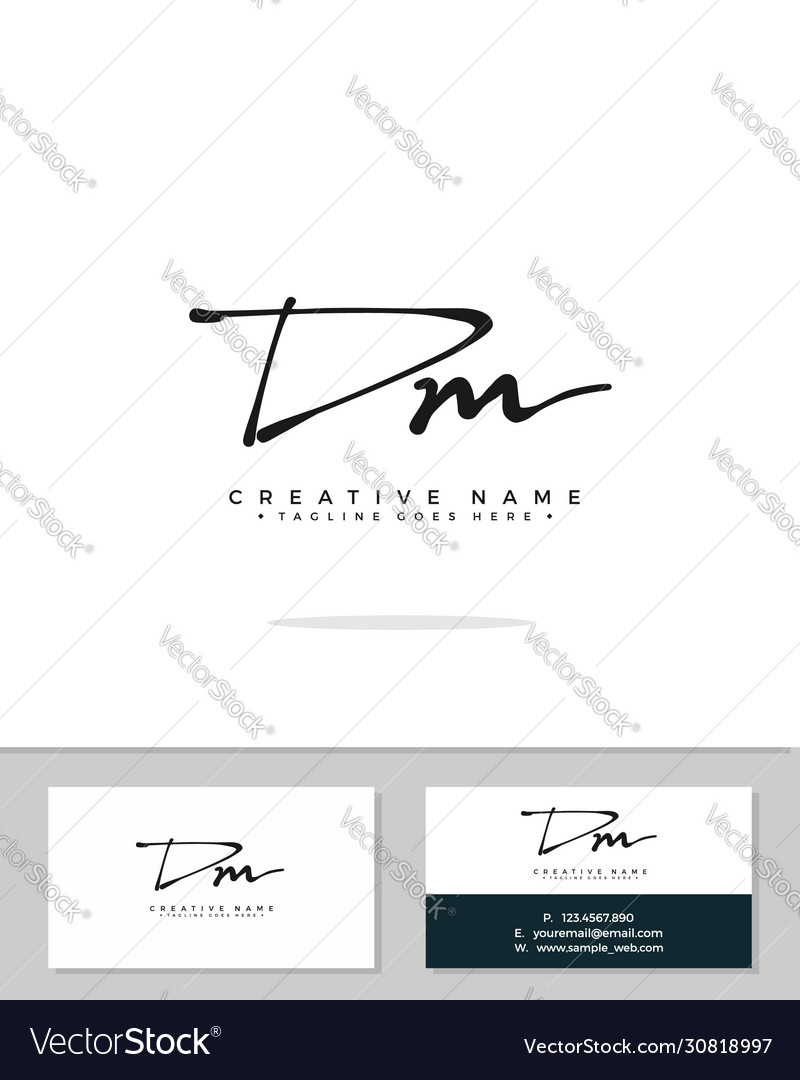 D m dm initial logo signature handwriting Vector Image