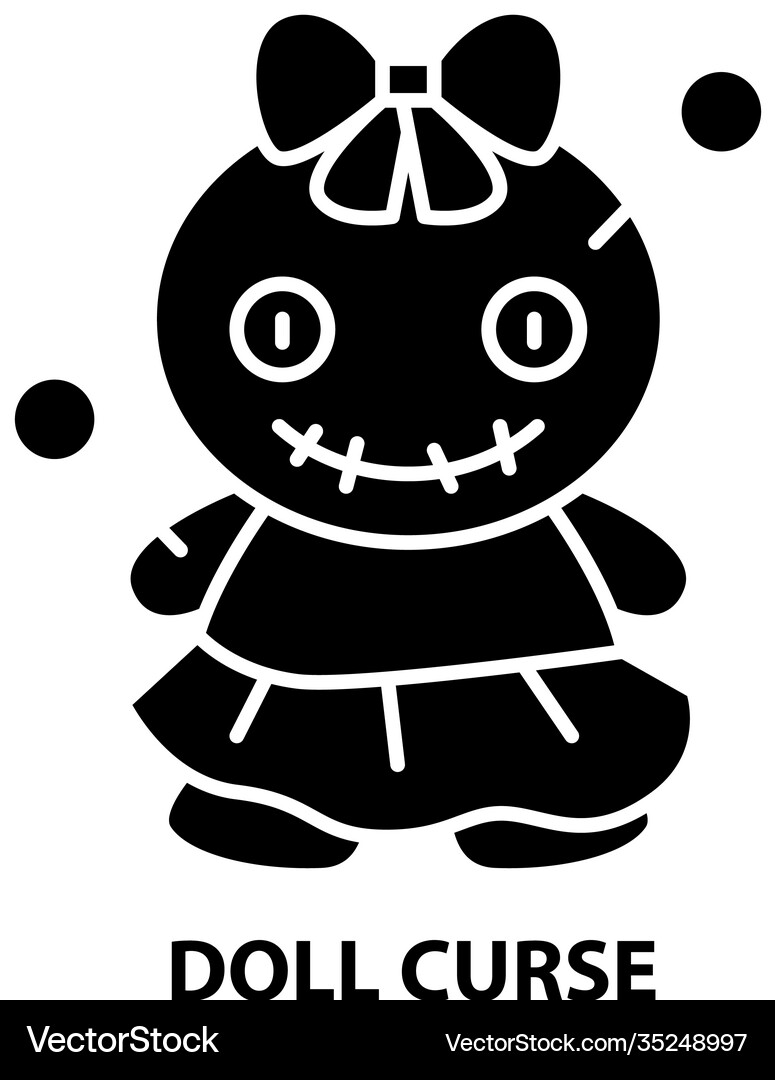 Doll curse icon black sign with editable Vector Image