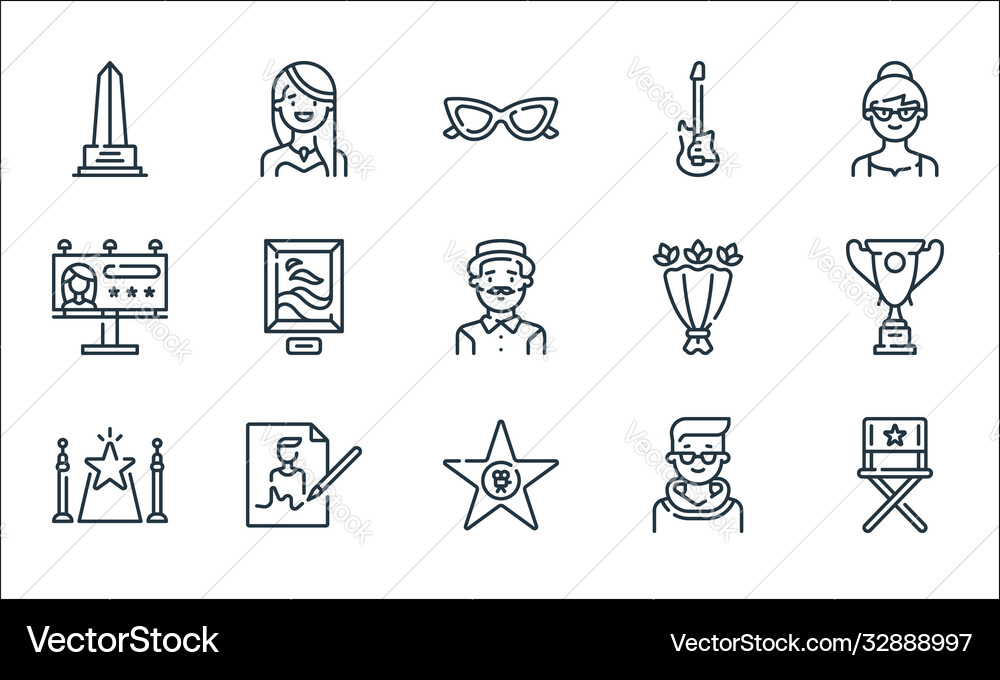 Fame line icons linear set quality line set Vector Image
