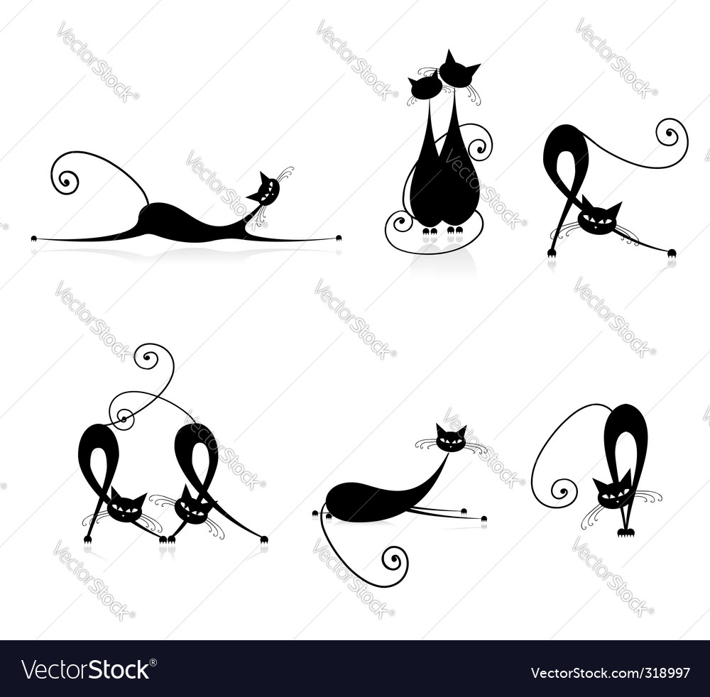 Graceful cats Royalty Free Vector Image - VectorStock