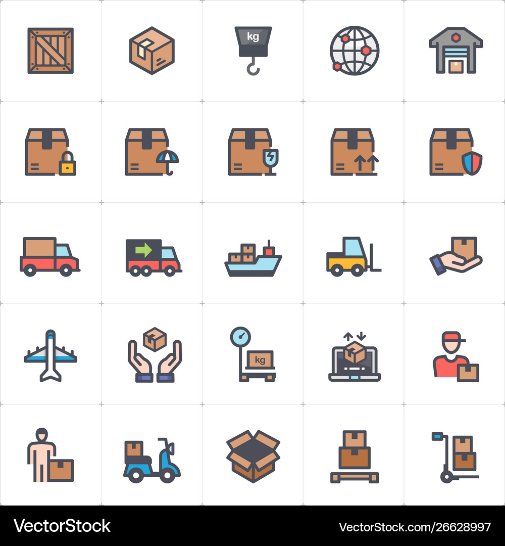 Icon set - logistic and delivery full color Vector Image