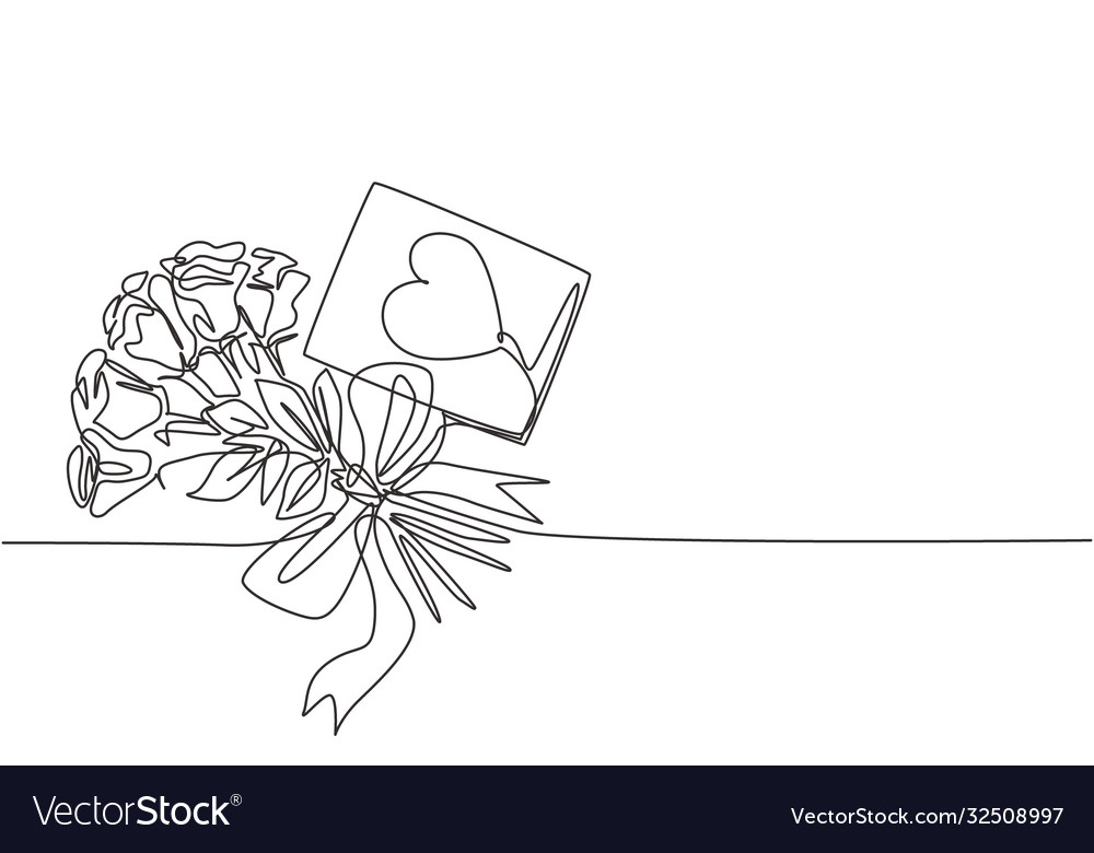 One continuous line drawing fresh beautiful Vector Image