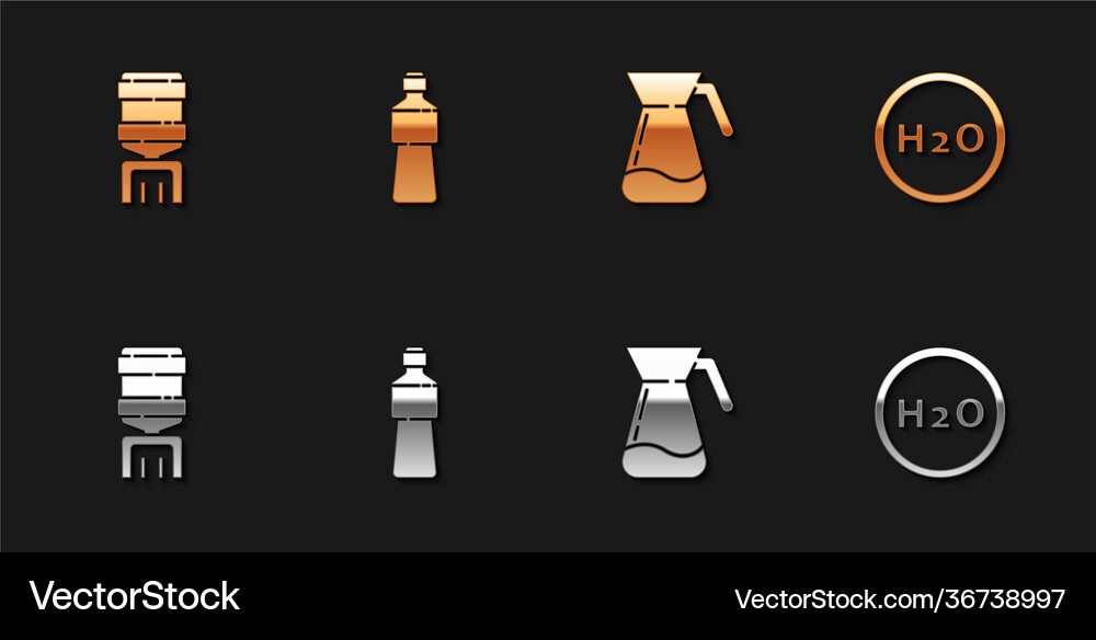 Set water cooler bottle jug glass Royalty Free Vector Image