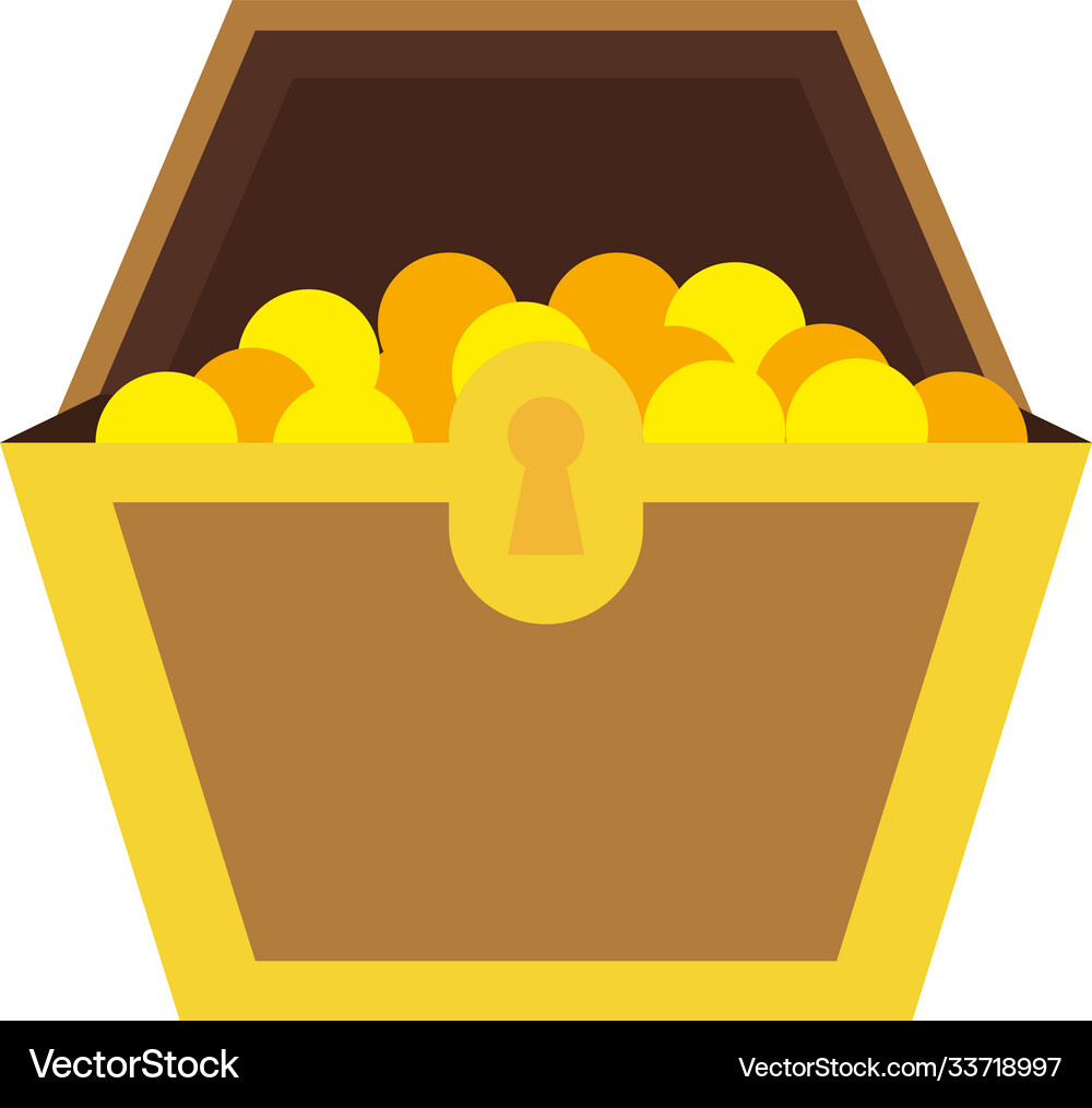 Treasure box with money coins flat style Vector Image