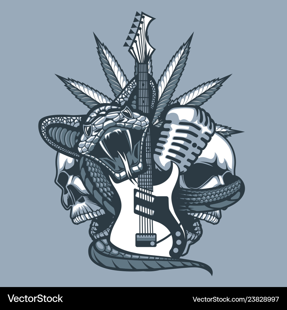 Viper enveloping the guitar microphone against Vector Image