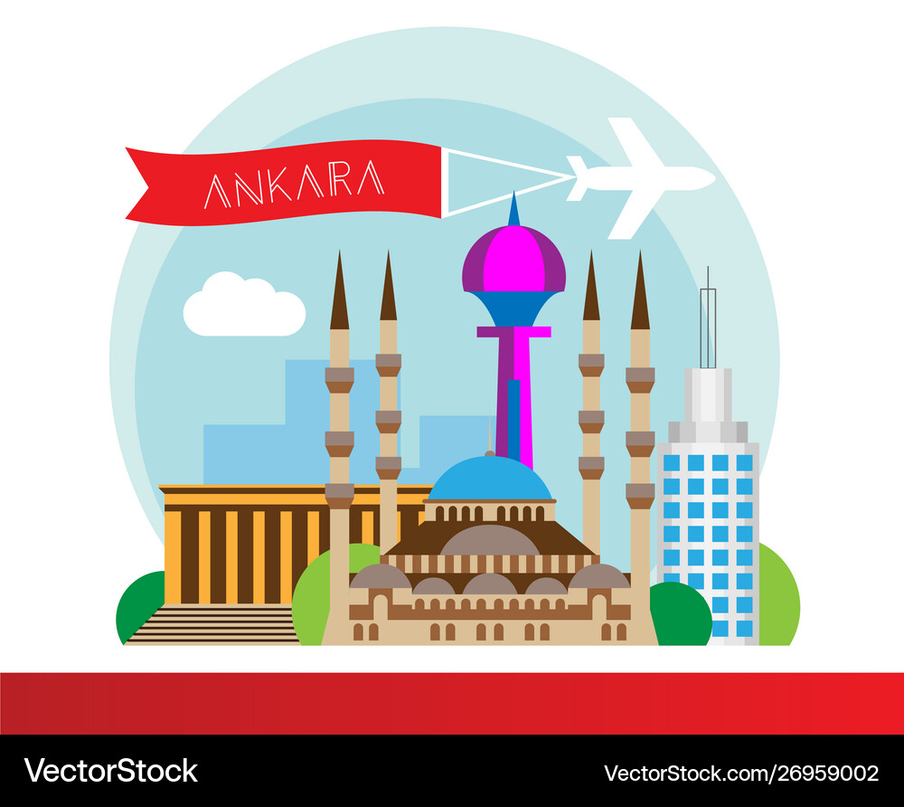 Ankara turkey detailed silhouette Royalty Free Vector Image