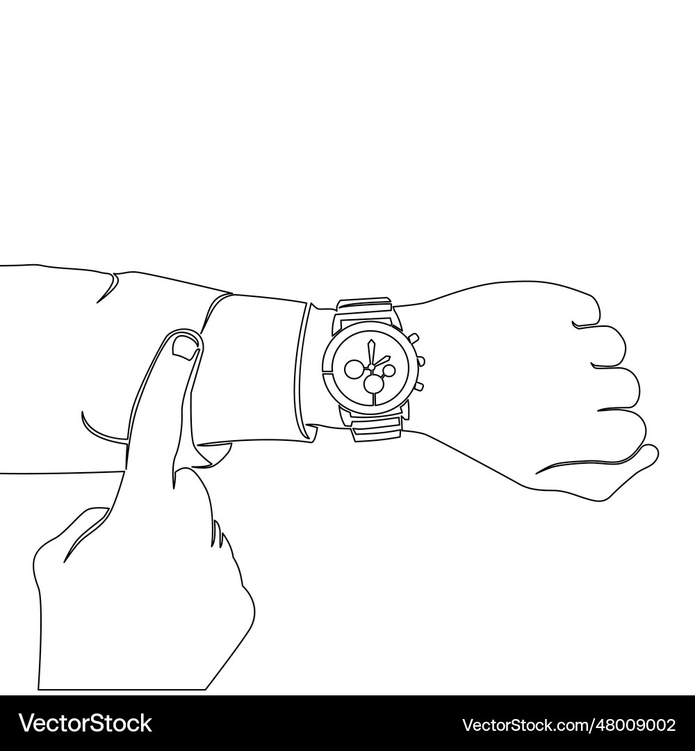 Continuous line businessman looking his hand watch