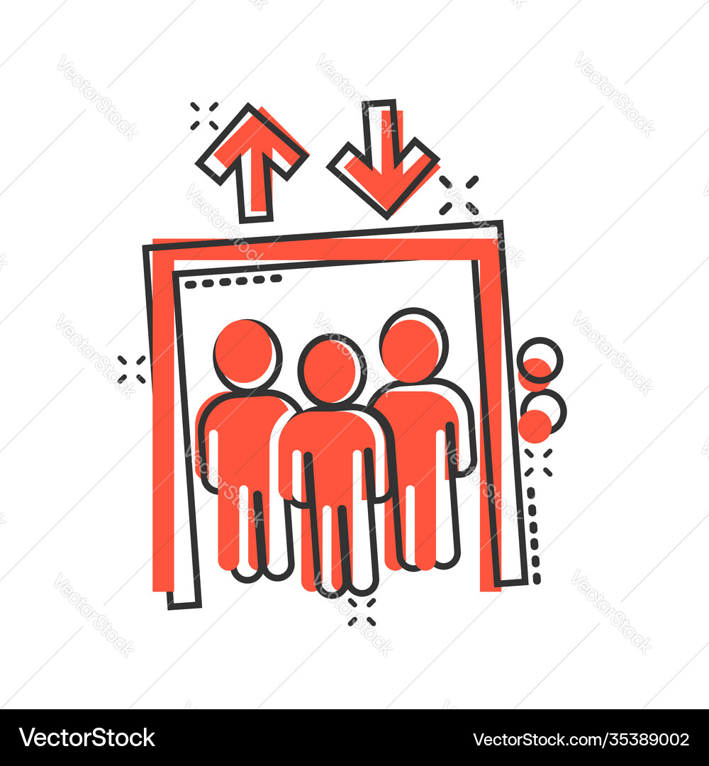 Elevator icon in comic style lift cartoon Vector Image