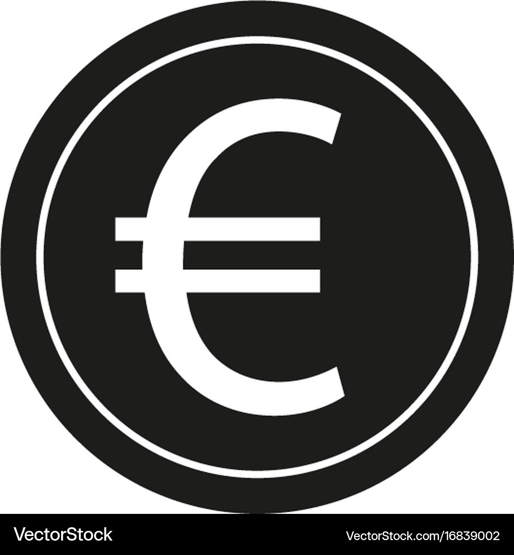 Euro sign black icon on Royalty Free Vector Image