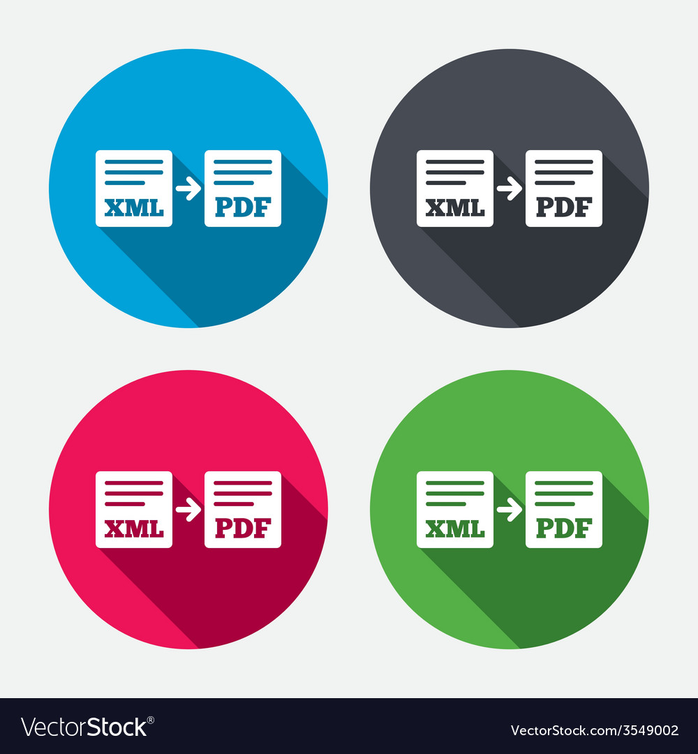 Export xml to pdf icon file document symbol Vector Image