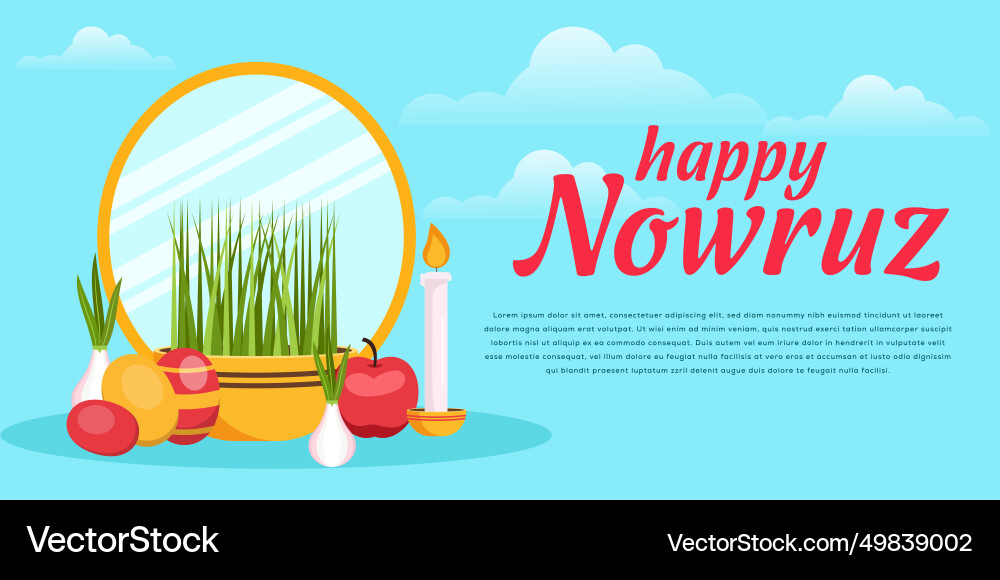 Happy nowruz horizontal banner in flat design Vector Image
