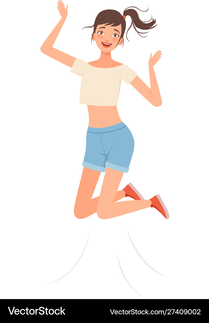 Jumping teen character Royalty Free Vector Image