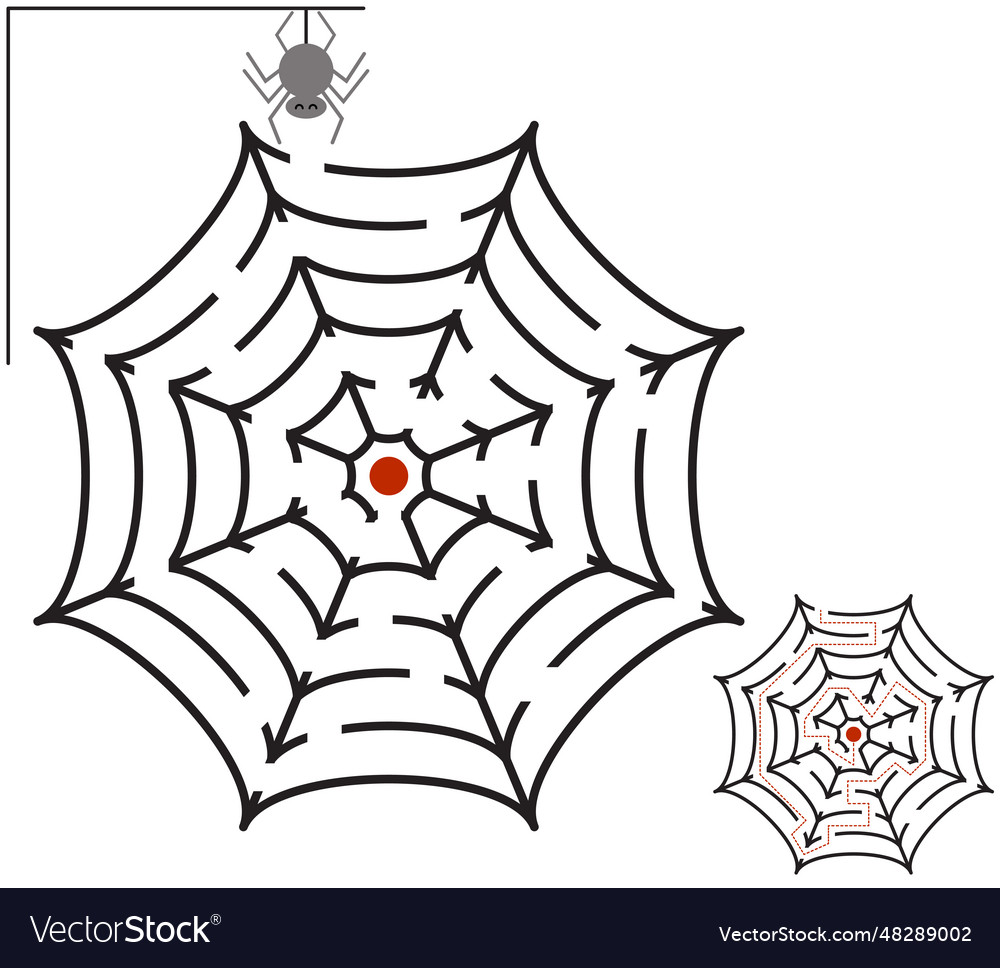 Maze game for kidsspider and spider web Royalty Free Vector