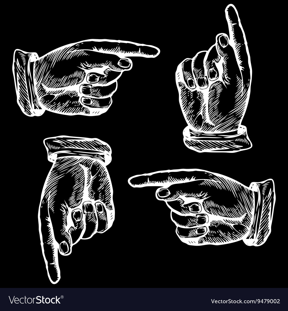 Pointing hands set Royalty Free Vector Image - VectorStock