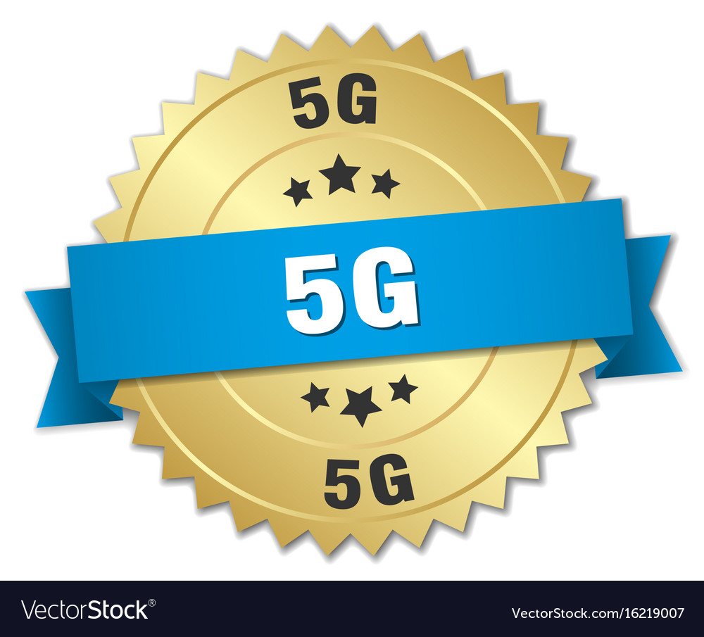 5g round isolated gold badge Royalty Free Vector Image