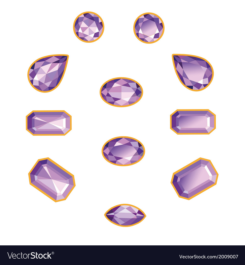 Amethyst set isolated objects Royalty Free Vector Image
